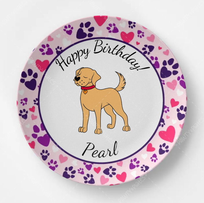 Personalize a special pawty plate for a pet's birthday or gotcha day.